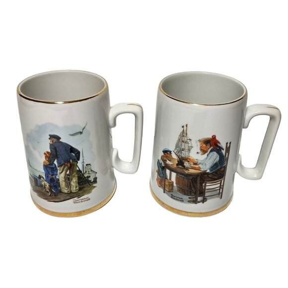 Norman Rockwell | Dining | Norman Rockwell Coffee Cups 985 Set Of 2 ...